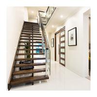 China Reasonable design stringer straight stairs u-shaped wood staircase for sale