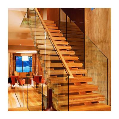 China Quality assurance straight staircase for villa solid wood tread stair for sale