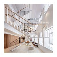 China Foshan factory straight staircases design wood tread indoor stair for sale
