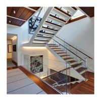 China Foshan factory straight staircases design wood tread indoor stair for sale