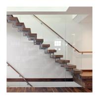 China House project glass railiing straight staircase oak wood stair for sale