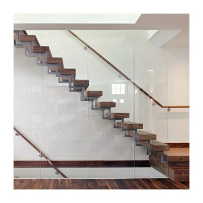 China House project glass railiing straight staircase oak wood stair for sale