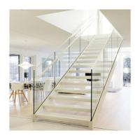 China House project glass railiing straight staircase oak wood stair for sale