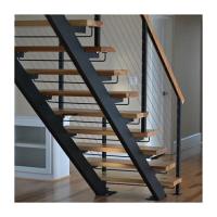 China House project glass railiing straight staircase oak wood stair for sale