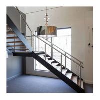 China House project glass railiing straight staircase oak wood stair for sale