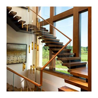 China General direct sales glass straight stairs wood box step staircase for sale