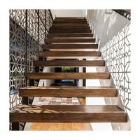 China Quality assurance iron straight stairs wood glass staircase for sale