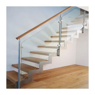 China Fashion design indoor glass straight attic stairs carpet wood box tread staircase for sale
