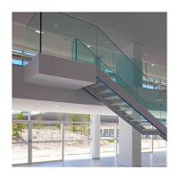 China Fashion design indoor glass straight attic stairs carpet wood box tread staircase for sale