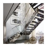 China Discount Floating straight stairs wood treads staircase for sale
