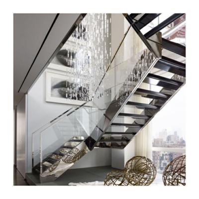 China Discount Floating straight stairs wood treads staircase for sale