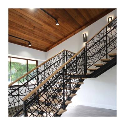 China New type straight steel stairs outdoor wood steps staircase for sale
