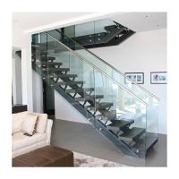 China New type straight steel stairs outdoor wood steps staircase for sale