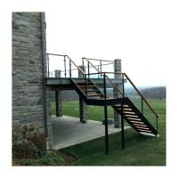 China New type straight steel stairs outdoor wood steps staircase for sale