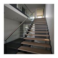 China New type straight steel stairs outdoor wood steps staircase for sale