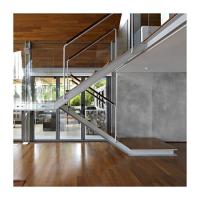 China Beautiful shape newest design long straight stairs contemporary wood staircase for sale