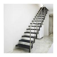 China Beautiful shape newest design long straight stairs contemporary wood staircase for sale