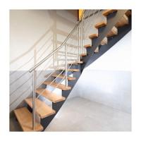 China Quality service easy clean long straight stairs how to build wood staircase for sale
