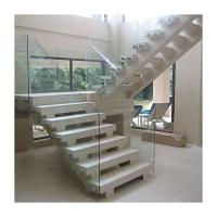 China Reasonable design rod handrail straight stairs wood tread staircase for sale