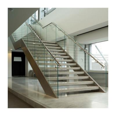 China General direct sales double stringers straight stairs l-shaped wood staircase for sale