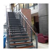 China New design straight floating stairs steel wood tread staircase for sale