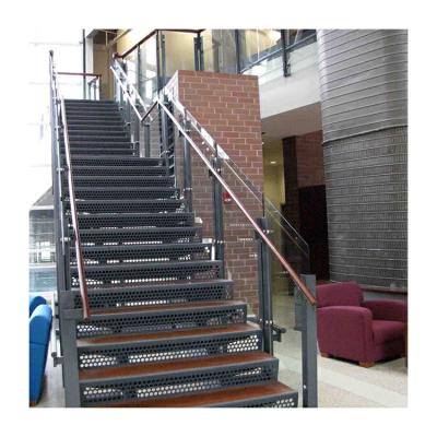 China New design straight floating stairs steel wood tread staircase for sale