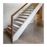 China New design straight floating stairs steel wood tread staircase for sale