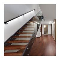 China New design straight floating stairs steel wood tread staircase for sale