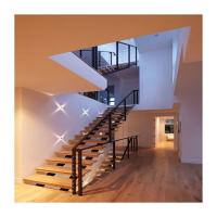 China New design straight floating stairs steel wood tread staircase for sale