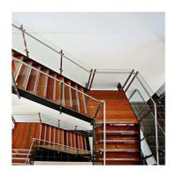 China New design straight floating stairs steel wood tread staircase for sale