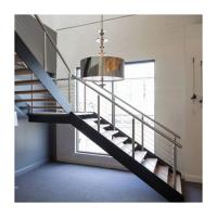 China Professional prefabricate dstraight stairs colorful wooden tread staircase for sale