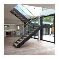 China Professional prefabricate dstraight stairs colorful wooden tread staircase for sale