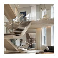 China Customized top quality antique straight stairs solid wood tread staircase for sale