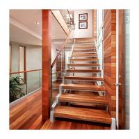 China Professional customized construction straight stairs carpet wood box tread staircase for sale