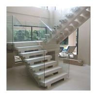 China Large favorably straight portable stairs rubber wood staircase for sale