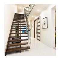 China Bright color serviceable straight stairs wood tread staircase for sale