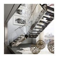 China Bright color serviceable straight stairs wood tread staircase for sale