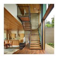 China Hotel oak paint color straight stairs u-shaped wood staircase for sale