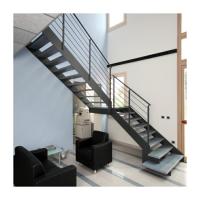 China Hotel oak paint color straight stairs u-shaped wood staircase for sale