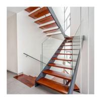 China Latest fashion interior straight stair steel wood step staircase for sale