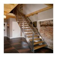China Household individual fire escape straight stairs wooden box tread staircase for sale