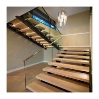 China Latest fashion garden straight stairs pretty wood tread staircase for sale