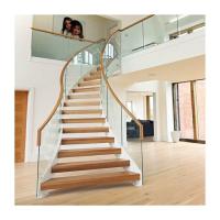China Latest fashion garden straight stairs pretty wood tread staircase for sale