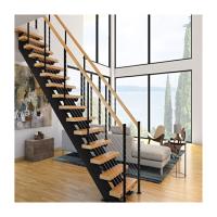 China Household individual indoor small straight stairs u shaped wood staircase for sale