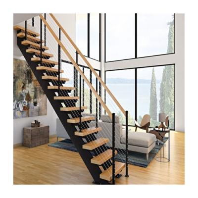 China Household individual indoor small straight stairs u shaped wood staircase for sale