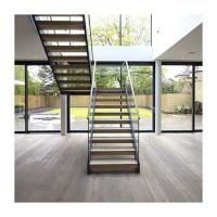 China Household individual indoor small straight stairs u shaped wood staircase for sale