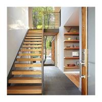China Household individual indoor small straight stairs u shaped wood staircase for sale