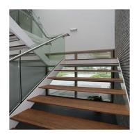 China Manufacturer supply standard straight stairs wood glass staircase for sale