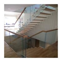 China Condominium straight tempered glass stair painting wooden step staircase for sale