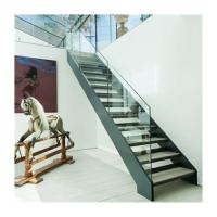 China Easy to use outdoor straight stair red brown wooden box tread staircase for sale